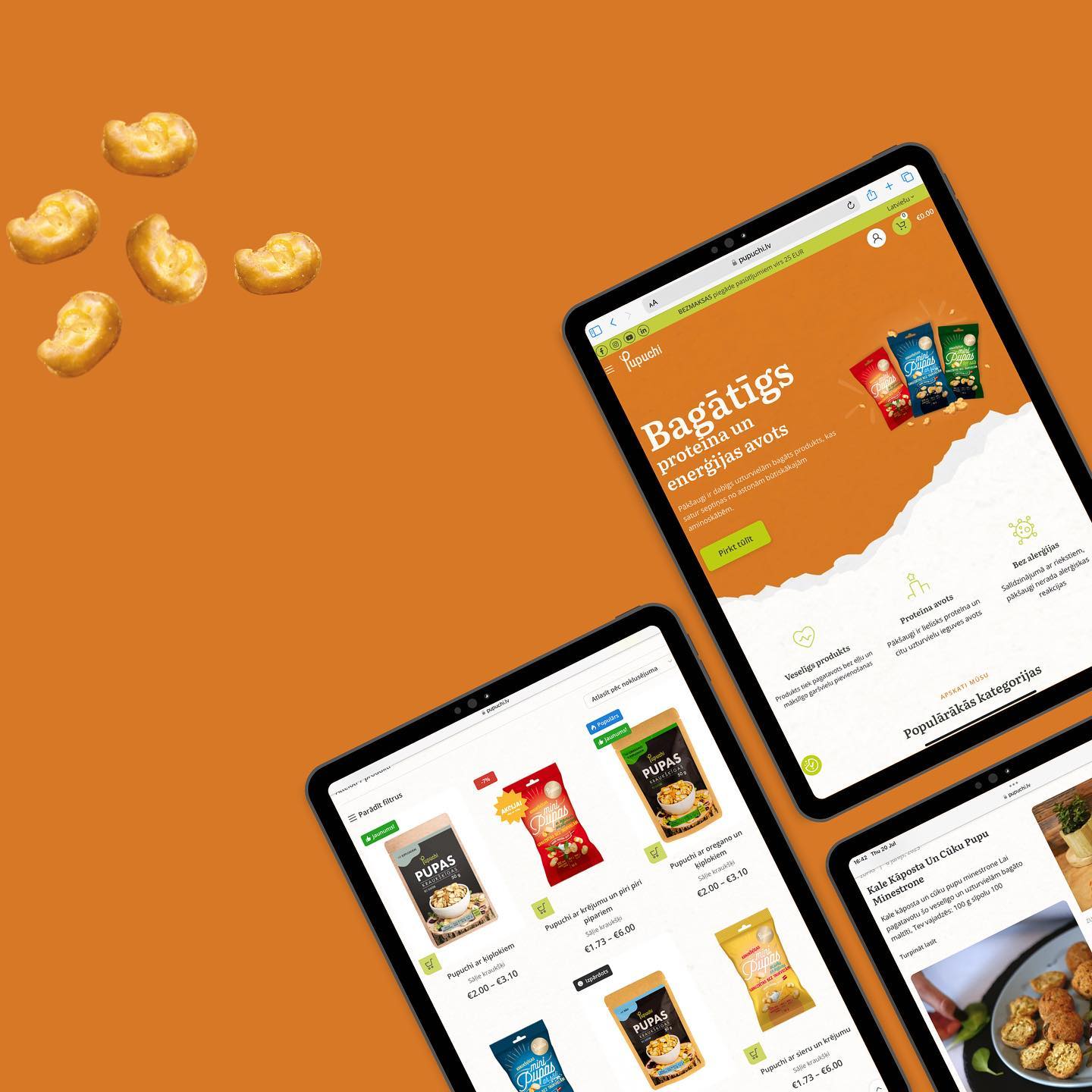 Bean crisps, creams and other snacks | pupuchi.lv